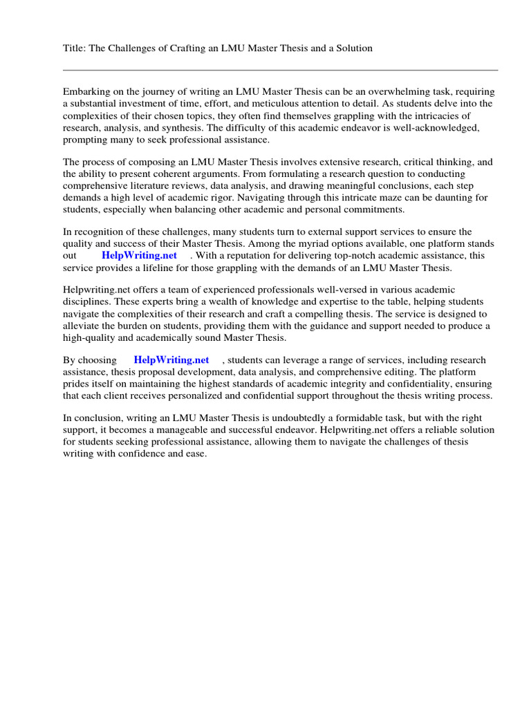 Lmu Master Thesis | Download Free PDF | Thesis