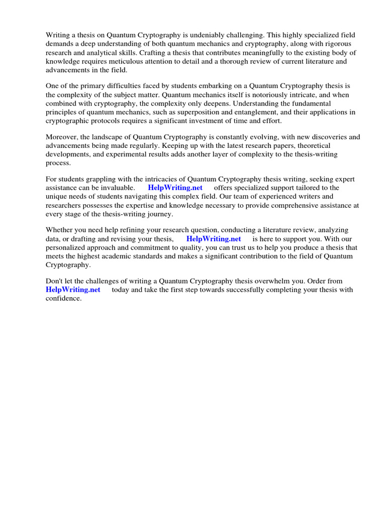 Quantum Cryptography Thesis | PDF
