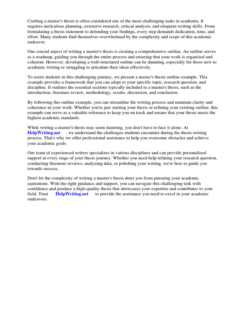 Master Thesis Outline Example | PDF | Thesis | Lean Manufacturing