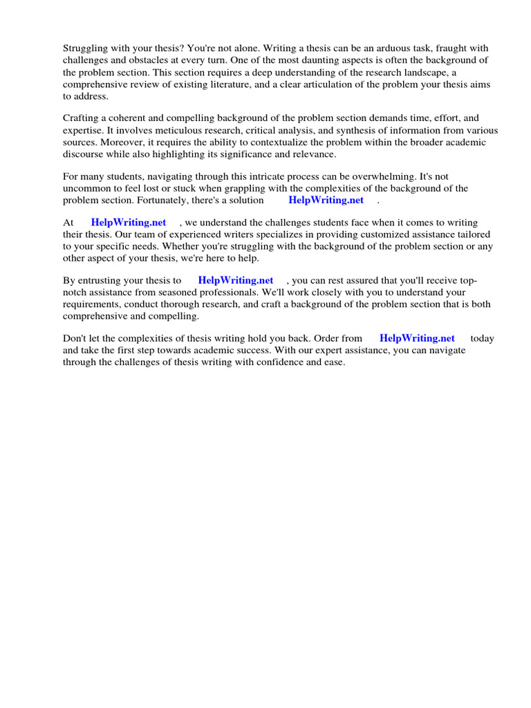 Thesis Background of the Problem | PDF | Thesis | Evidence