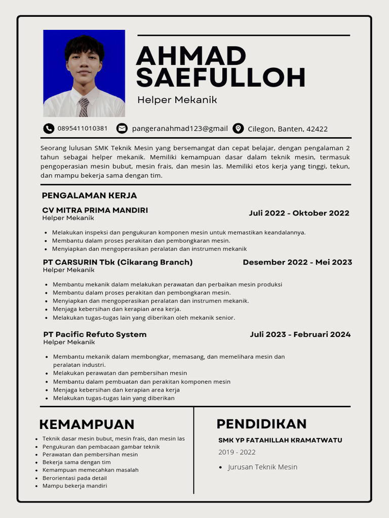 CV Ahmad Saefulloh | PDF