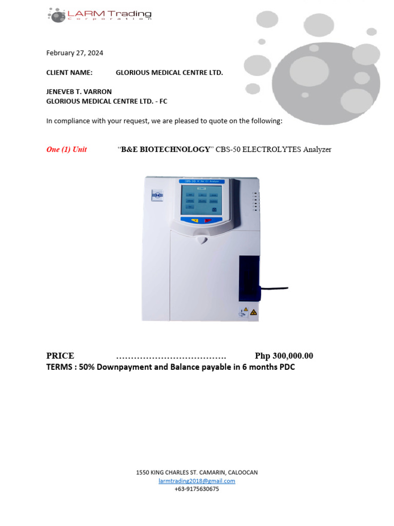 Electrolyte Analyzer | PDF