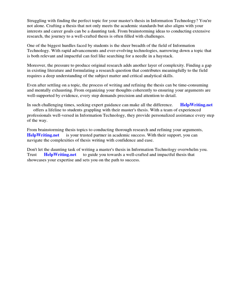 Masters Thesis Topics in Information Technology | PDF | Computers ...