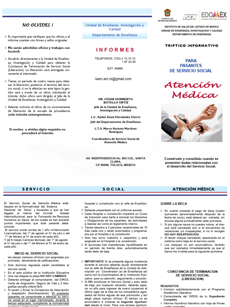 Triptico de ATENCION MEDICA | PDF