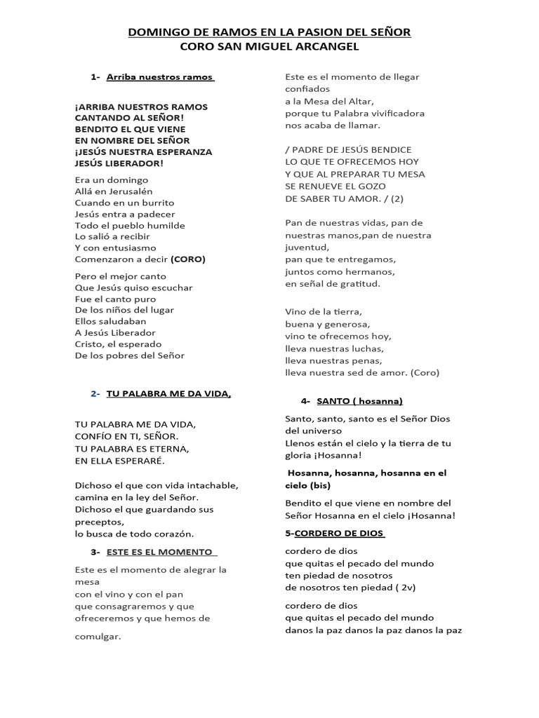 Arriba Nuestros Ramos | PDF | eucaristía | María, madre de Jesús