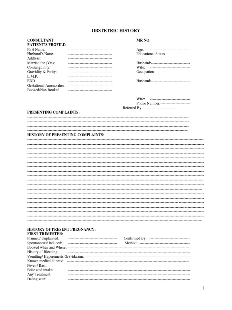Obs History Sheet-DSQ | PDF