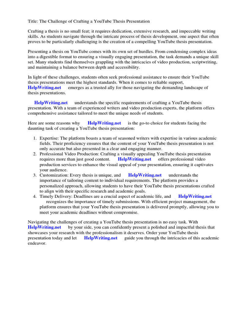 Youtube Thesis Presentation | PDF | Microsoft Power Point | Thesis
