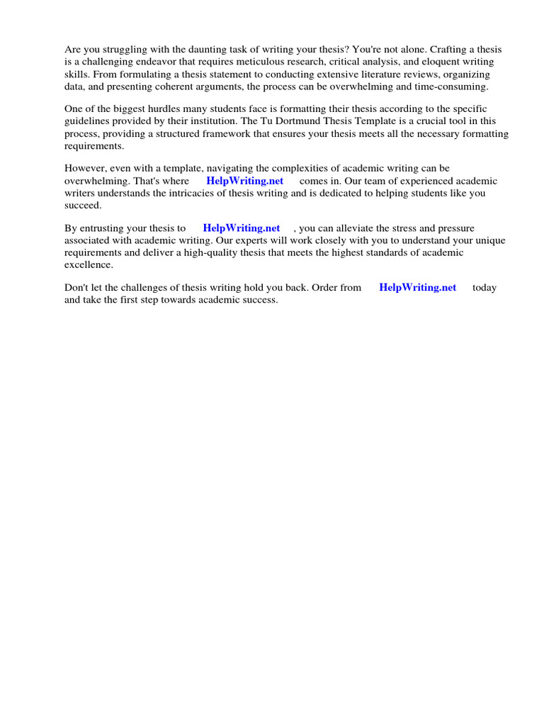 Tu Dortmund Thesis Template | PDF