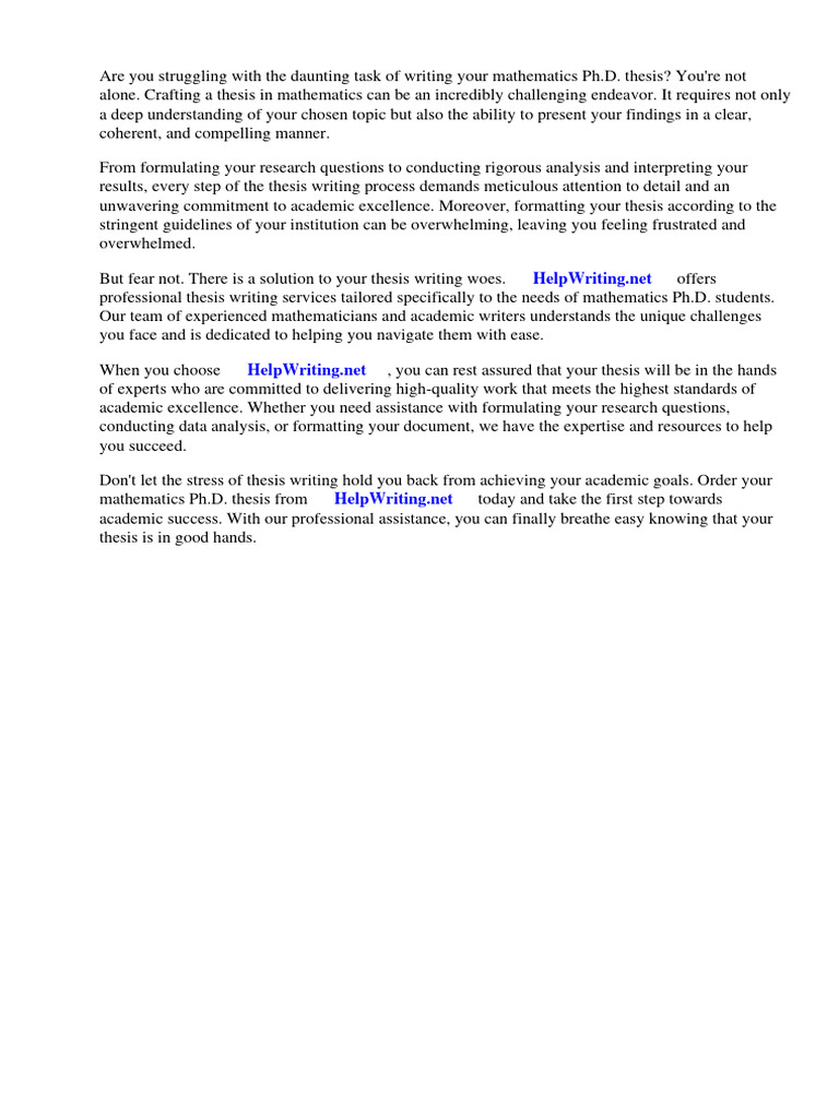 Mathematics PHD Thesis Template | Download Free PDF | Thesis | Doctor ...