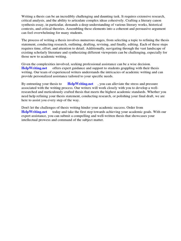 Literary Canon Synthesis Essay | PDF | Essays | Thesis