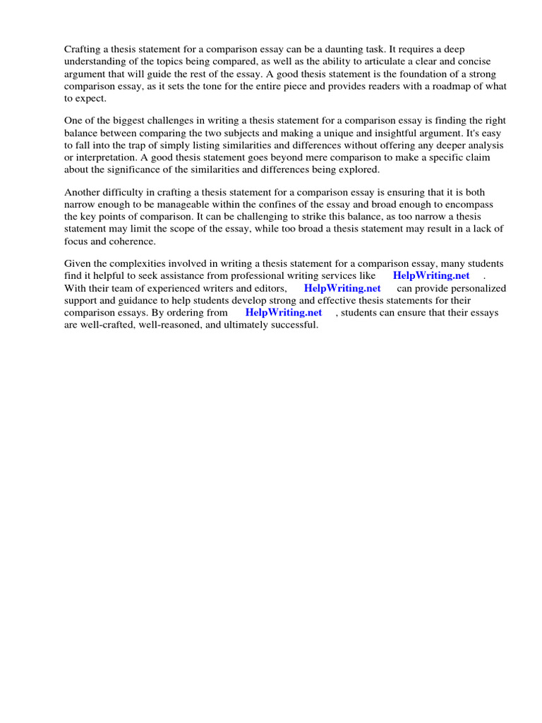 What Is A Good Thesis Statement For A Comparison Essay | PDF | Career ...