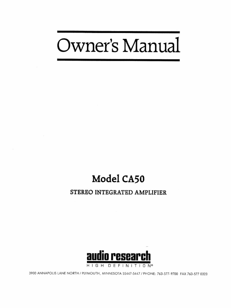 CA50 Manual | PDF