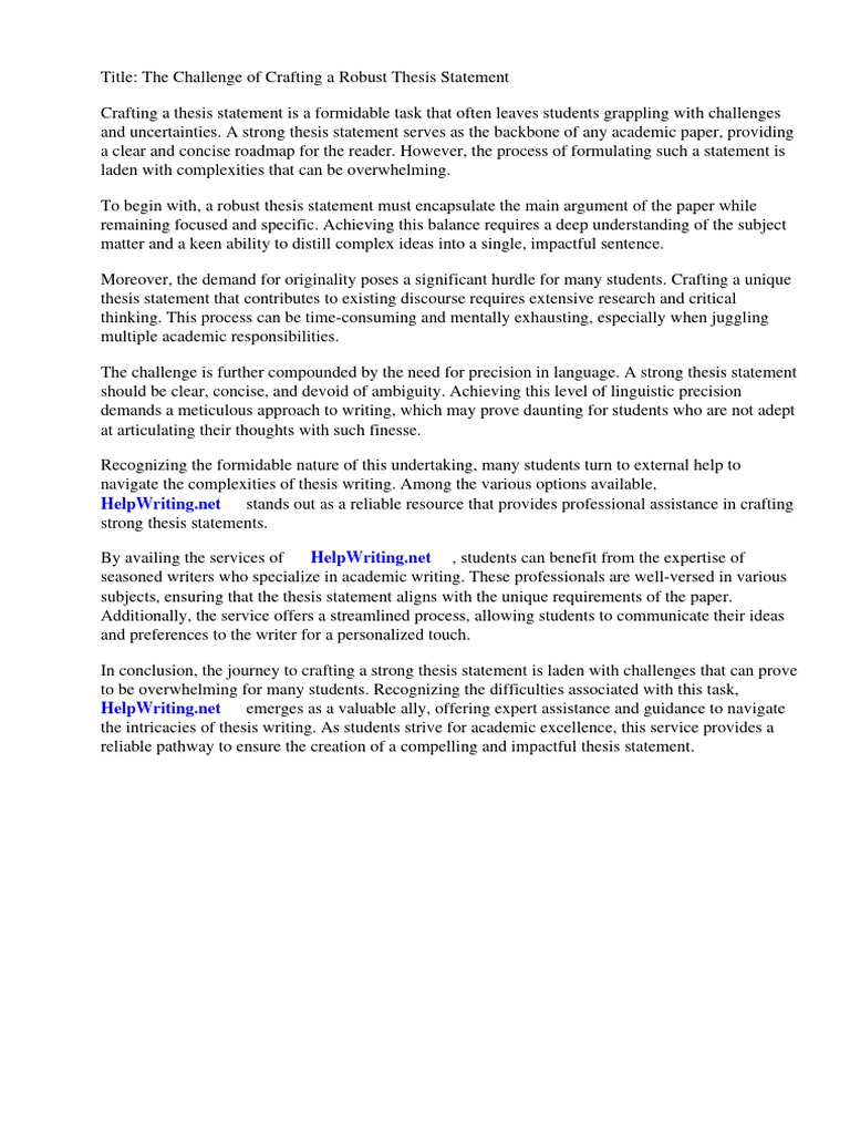 What Does A Strong Thesis Statement Include | PDF | Essays | Thesis