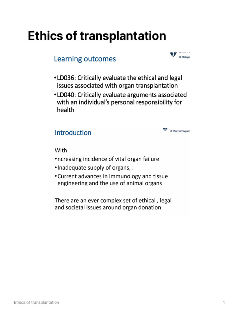 Ethical Issues in Organ Transplantation | PDF | Organ Transplantation ...