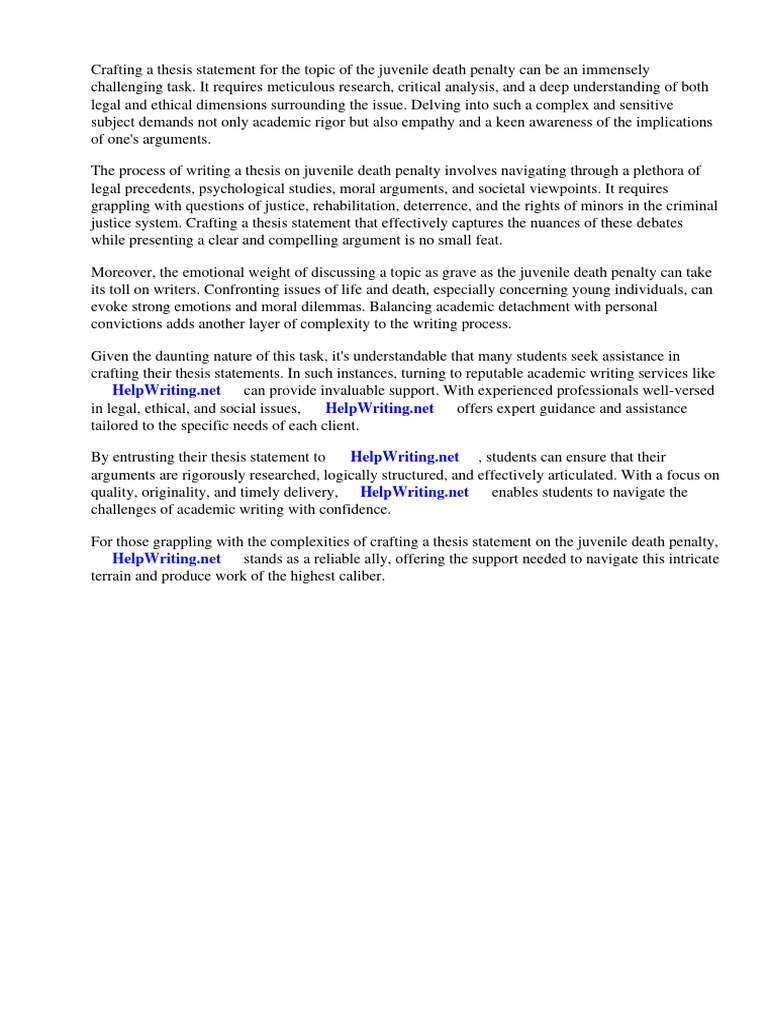 Thesis Statement For Juvenile Death Penalty | PDF | Social Science