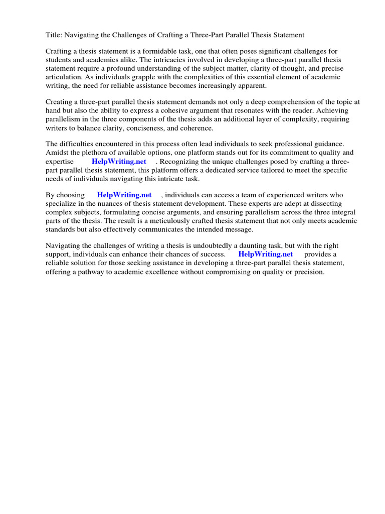 Three Part Parallel Thesis Statement | PDF