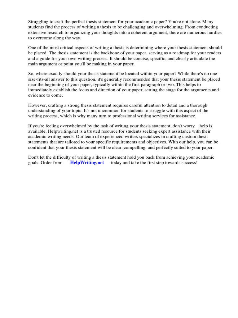Where Should My Thesis Statement Be | PDF | Essays | Thesis