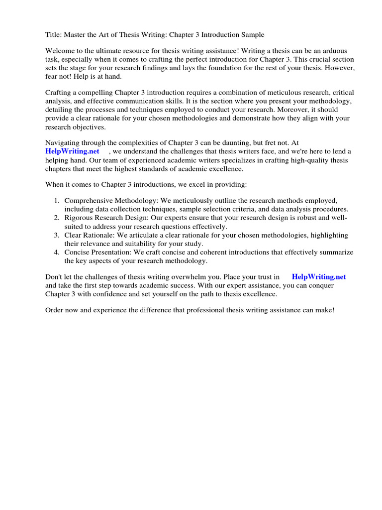 Chapter 3 Thesis Introduction Sample | PDF | Thesis | Methodology