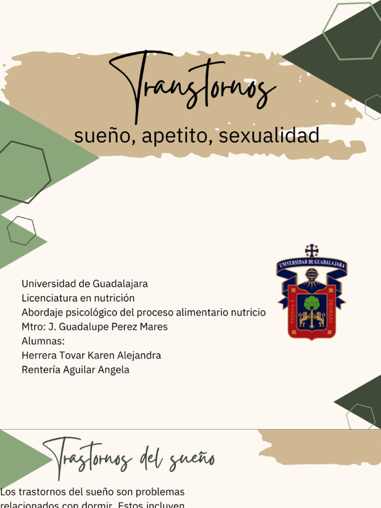 Trastornos Del Sueño, Apetito, Sexualidad | PDF