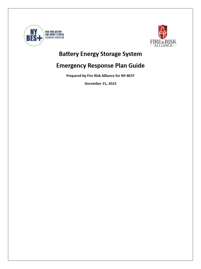 Battery Energy Storage System-Emergency Response Plan Guide 2023 | PDF ...