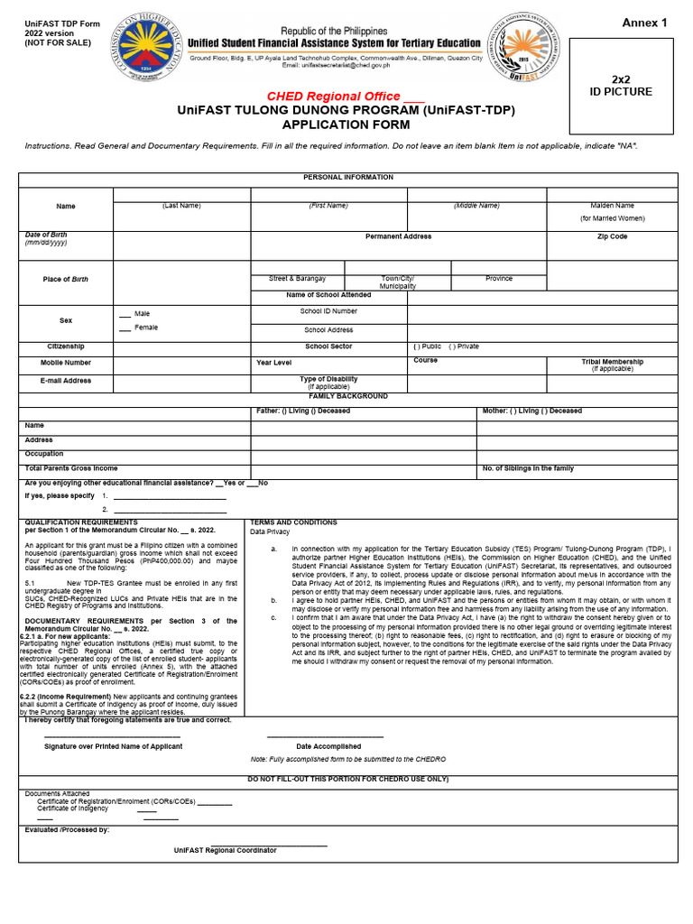 UniFAST Tulong Dunong Application Form | PDF | Justice | Crime & Violence
