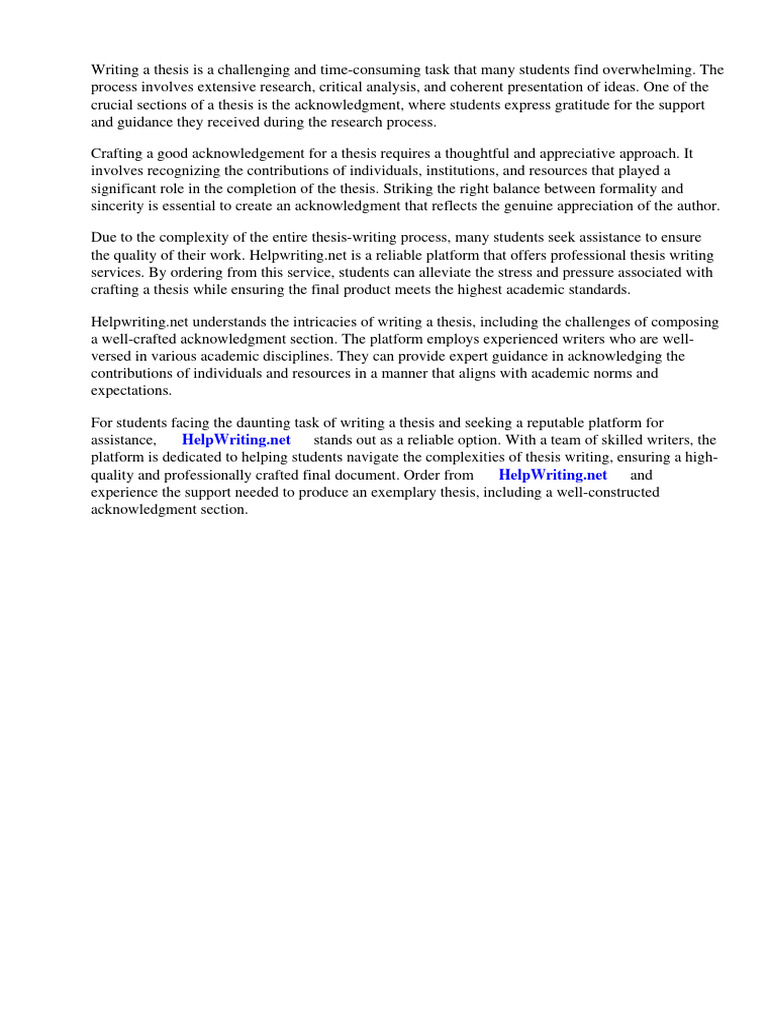 Example of Good Acknowledgement for Thesis | PDF | Thesis