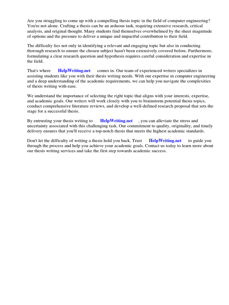 Possible Thesis Topics Computer Engineering | PDF