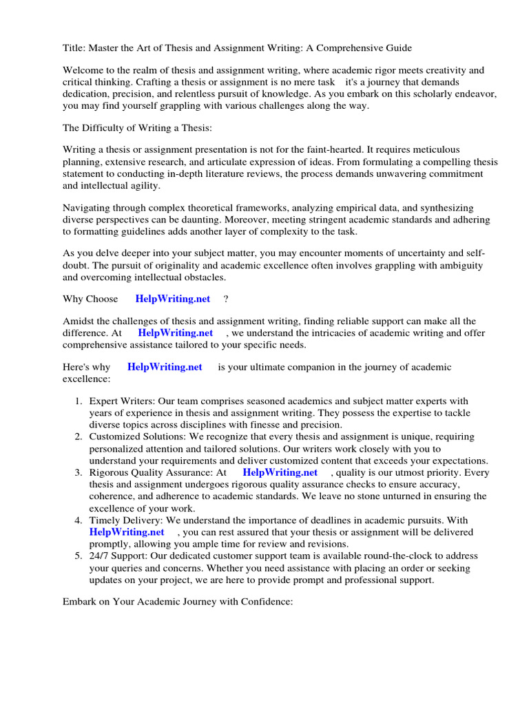 Thesis and Assignment Writing | PDF | Career & Growth