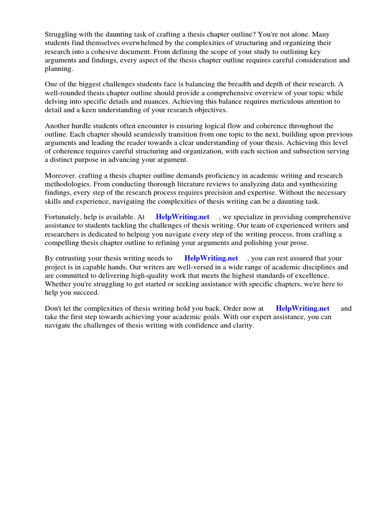 How To Write A Thesis Chapter Outline | PDF | Thesis | Methodology