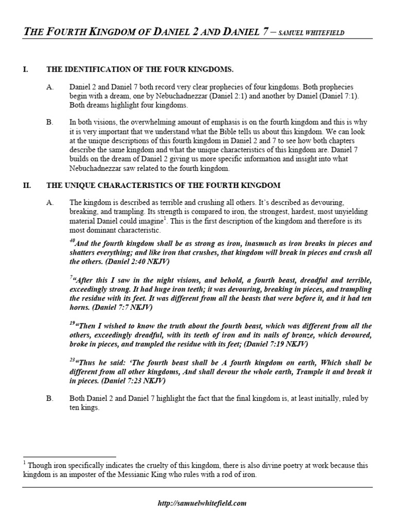 The Fourth Kingdom of Daniel 2 and 7 Part 1 | PDF | Book Of Daniel ...