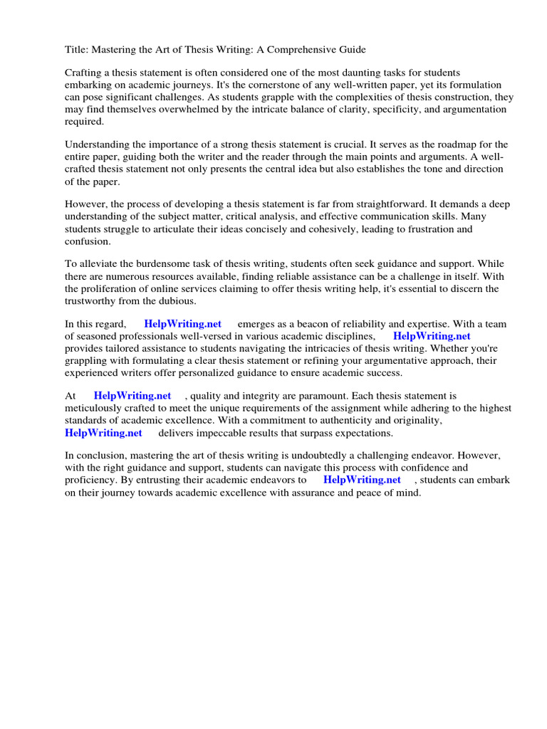 How To Teach Students To Write A Thesis Statement | PDF