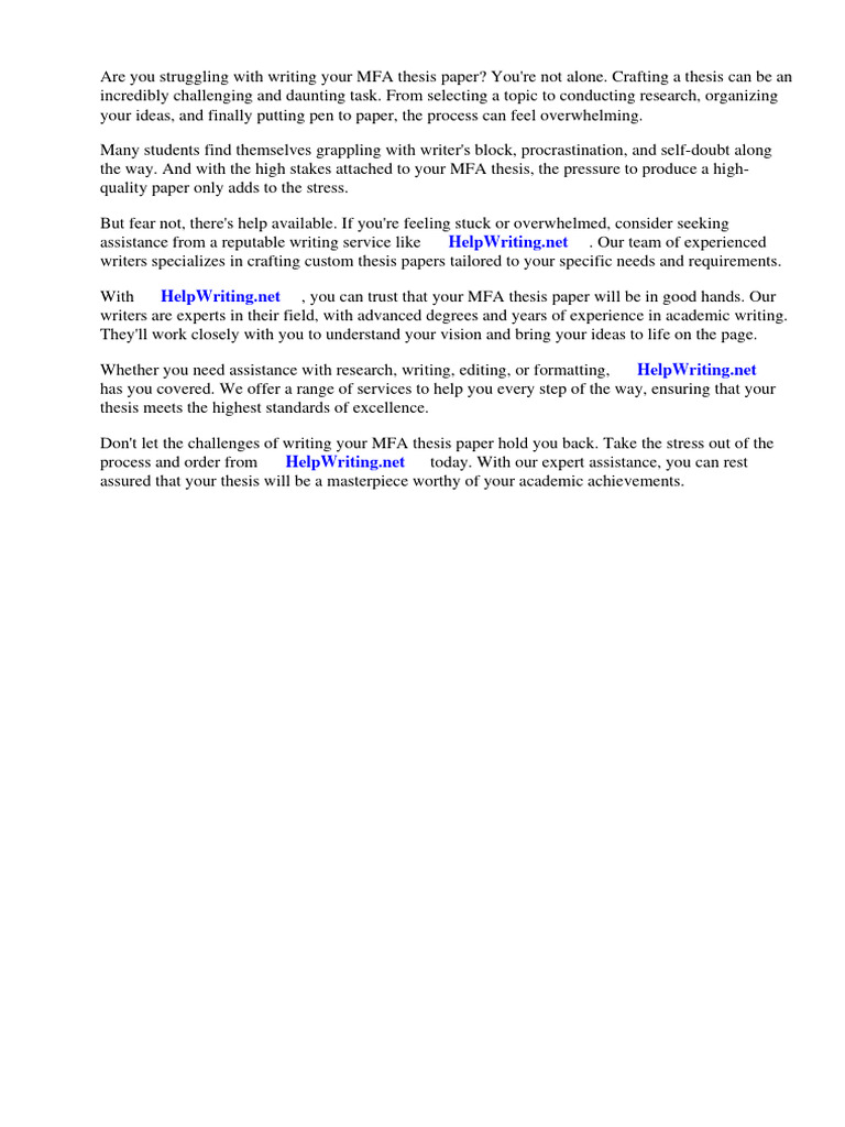 Mfa Thesis Paper Examples | PDF
