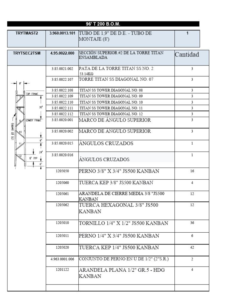 TRADUCCION DEL MANUAL DE TORRE AUTOSOPORTADA | PDF | Tornillo | Bienes manufacturados