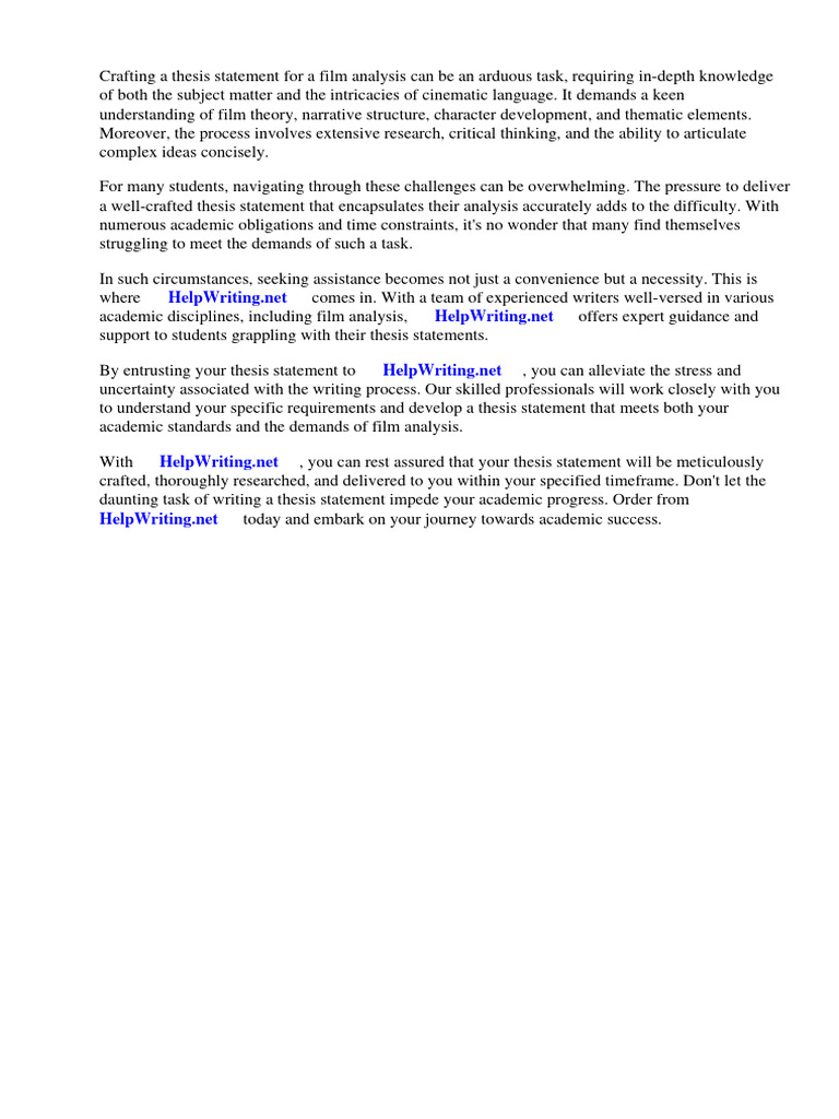 Thesis Statement Film Analysis | Download Free PDF | Essays | Thesis