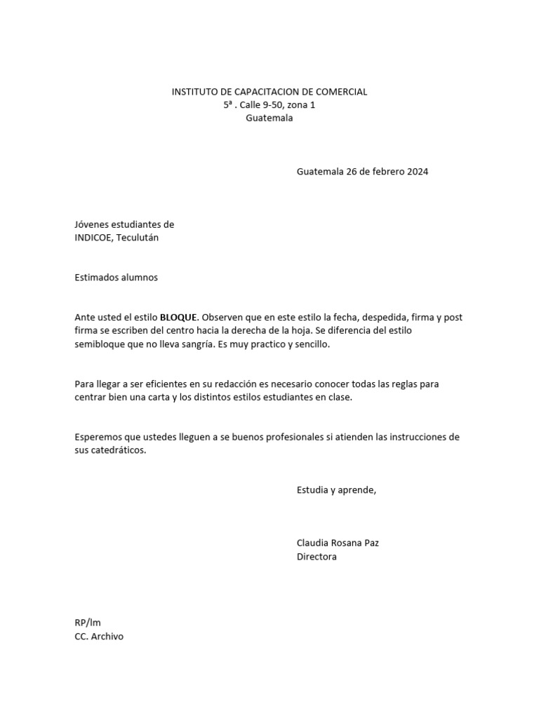 Estilos de Carta Parte 2 LM, VC CC | PDF | Crecimiento personal y ...