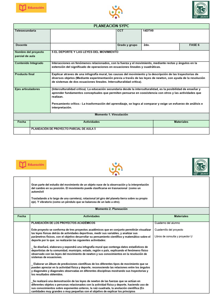 Planeación Ppa 5 2do | PDF | Fuerza | Matemáticas