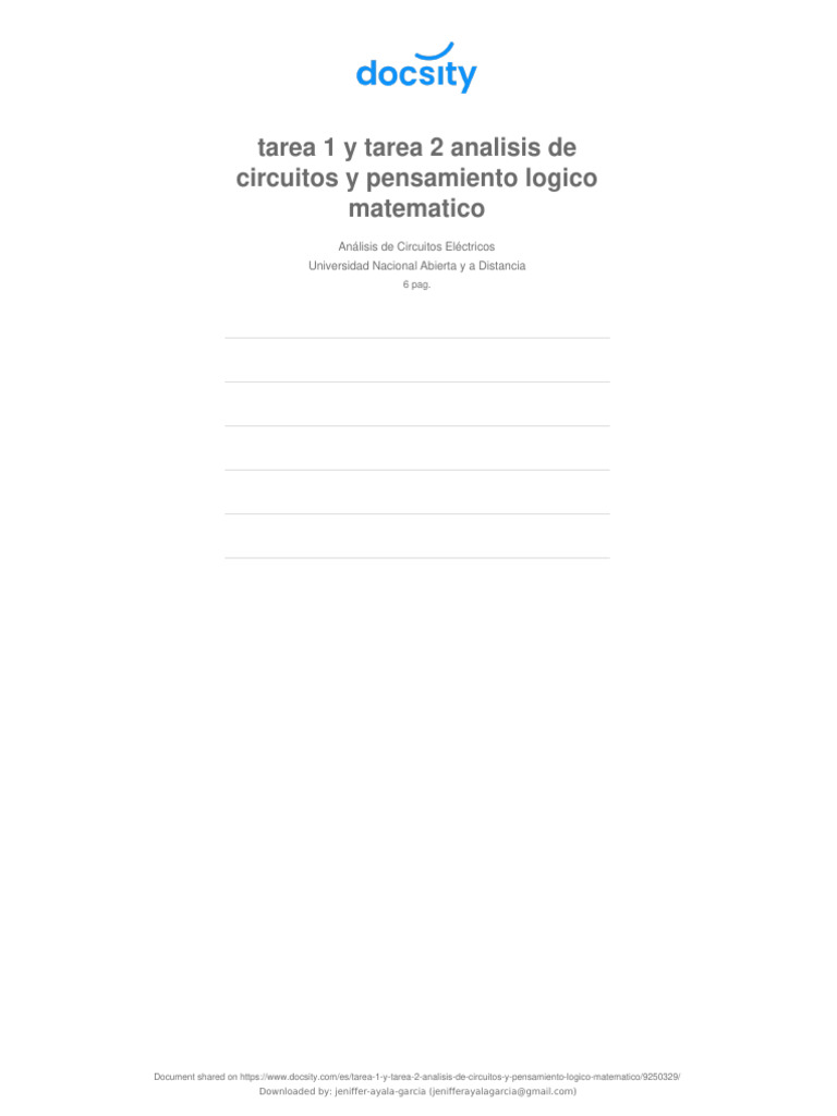 Docsity Tarea 1 y Tarea 2 Analisis de Circuitos y Pensamiento Logico Matematico | PDF ...