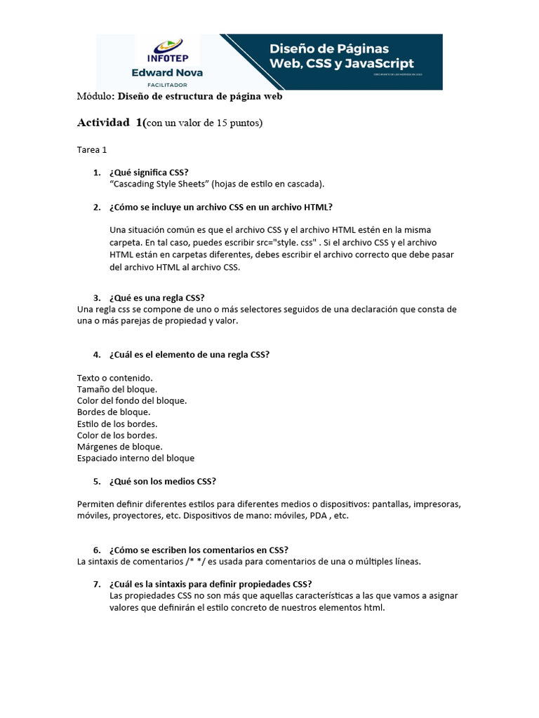 Actividad 1 Módulo 2 Introducción Al CSS y JavaScript | PDF | Ciencias de la Computación | Red ...
