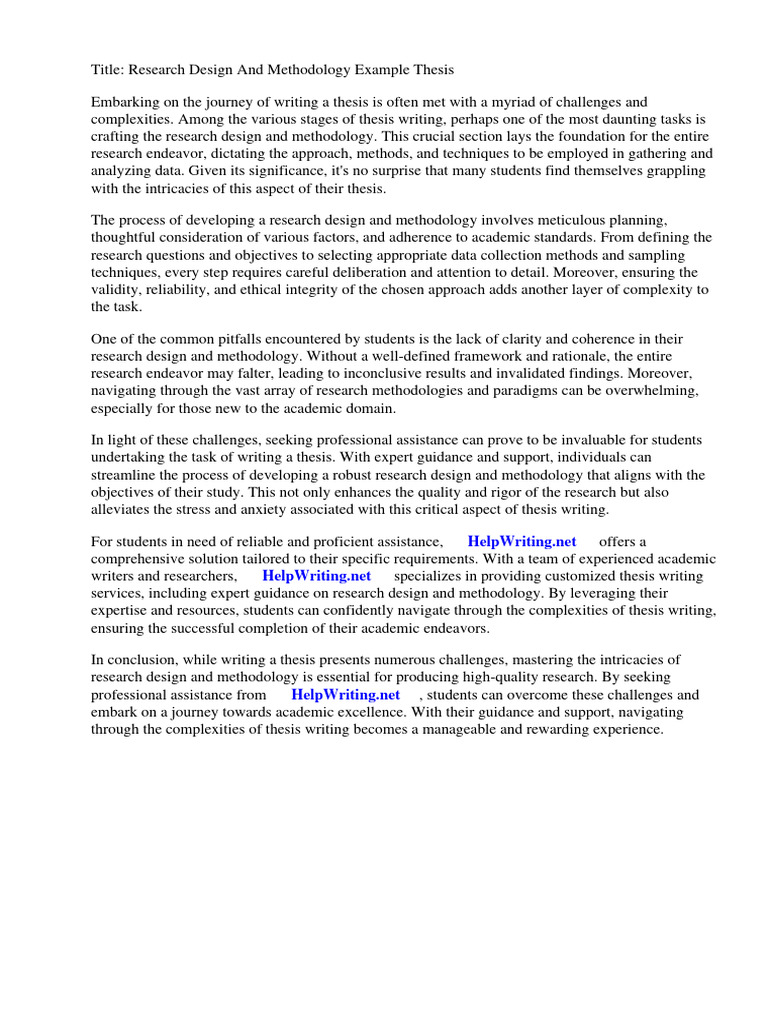 Research Design and Methodology Example Thesis | PDF | Methodology | Thesis