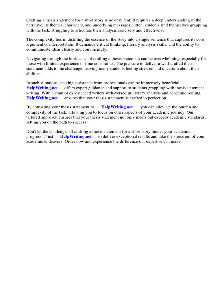Thesis Statement of A Short Story | PDF | Essays | Thesis