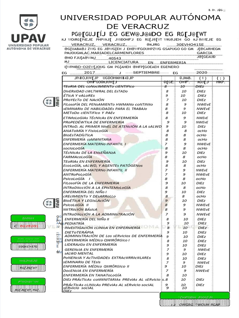PDF Certificado Upav Lic Enfermeria Frente | PDF | Ciencias de la Salud | Medicina