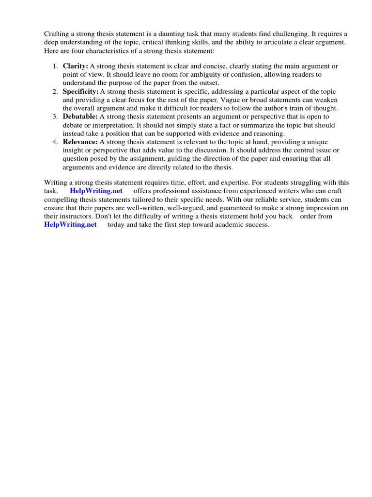 4 Key Traits of Strong Thesis Statements | PDF | Essays | Thesis