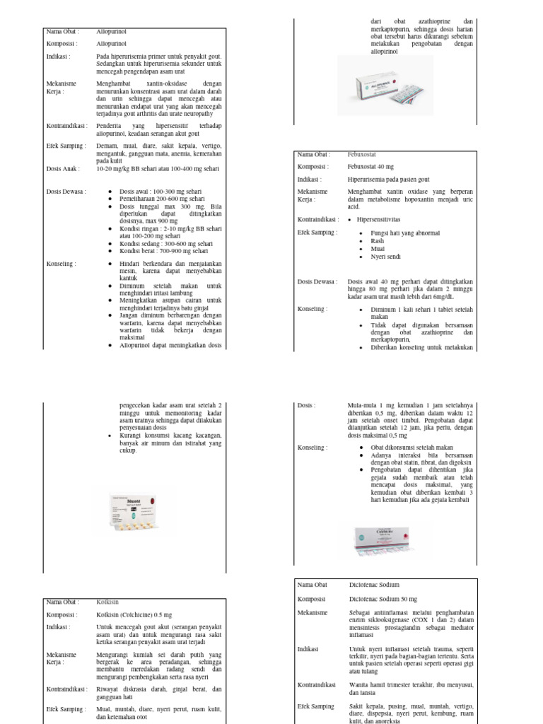Obat Gout: Allopurinol, Febuxostat, Kolkisin | PDF