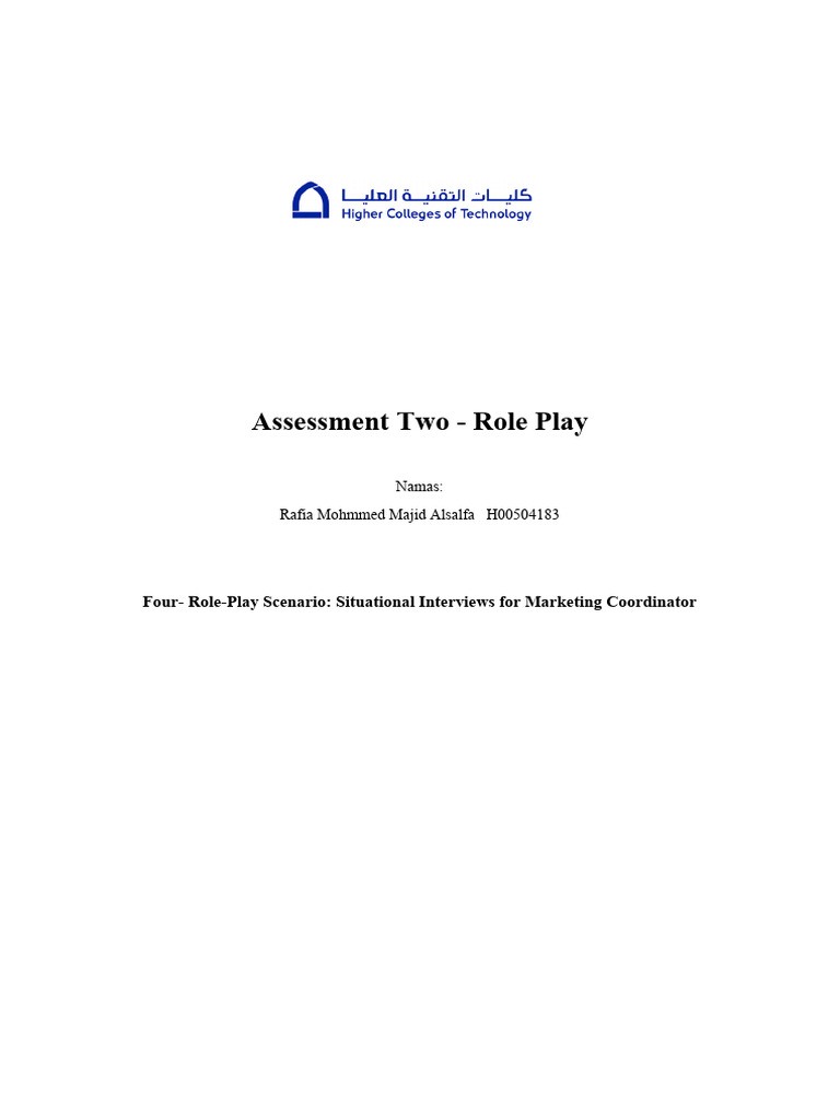 Assessment Two - Role Play | PDF | Human Communication | Cognition