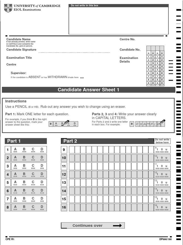 Proficiency Exam Reading and UoE Answer Sheet OMR | PDF | Qualifications