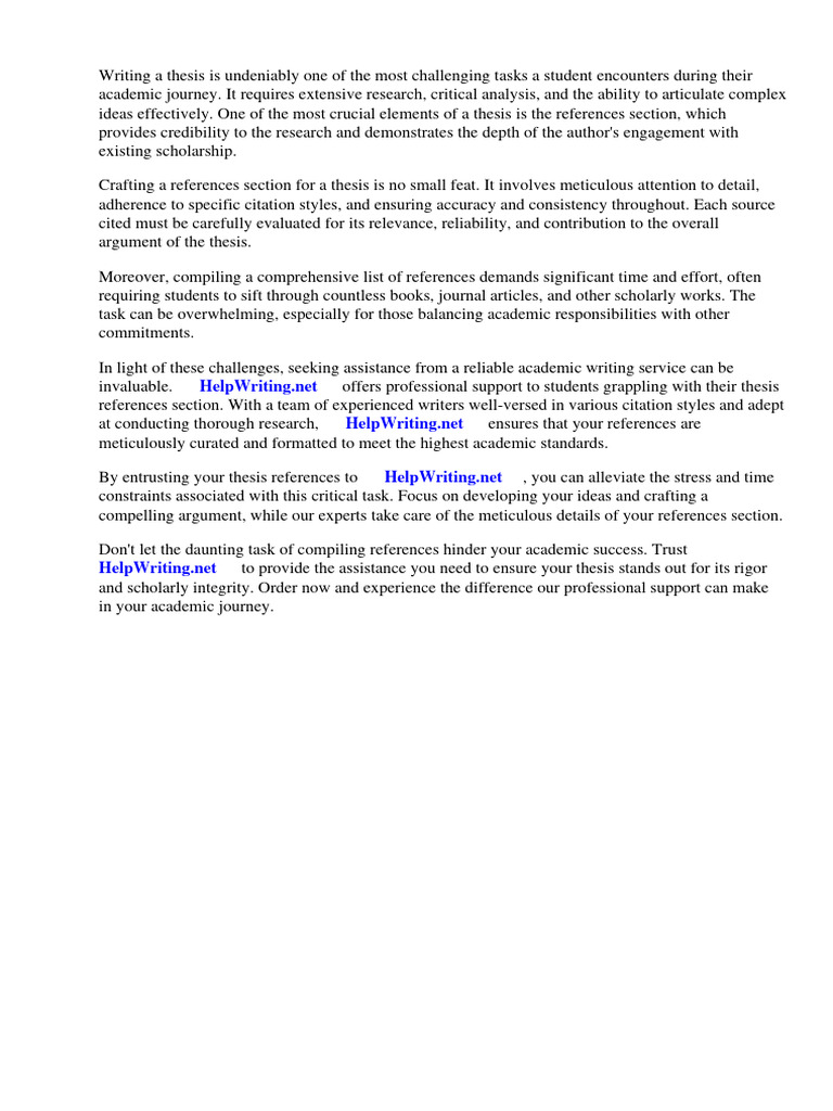 References Sample Thesis | PDF | Citation | Thesis