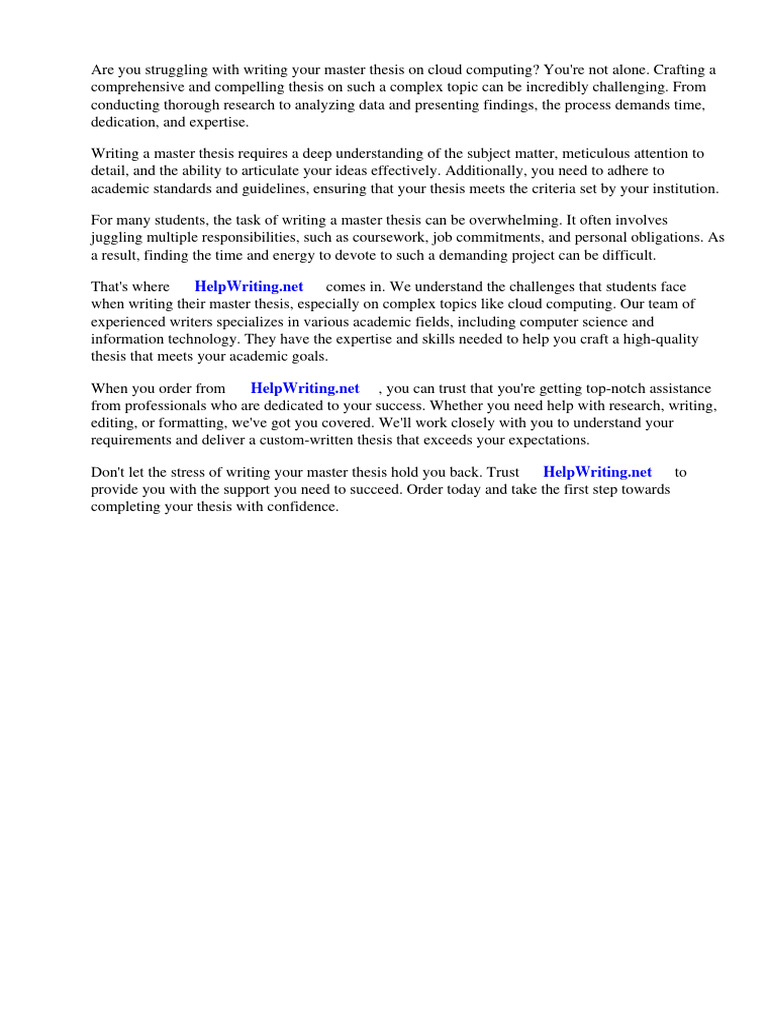 Master Thesis Cloud Computing PDF | PDF | Cloud Computing | Computing