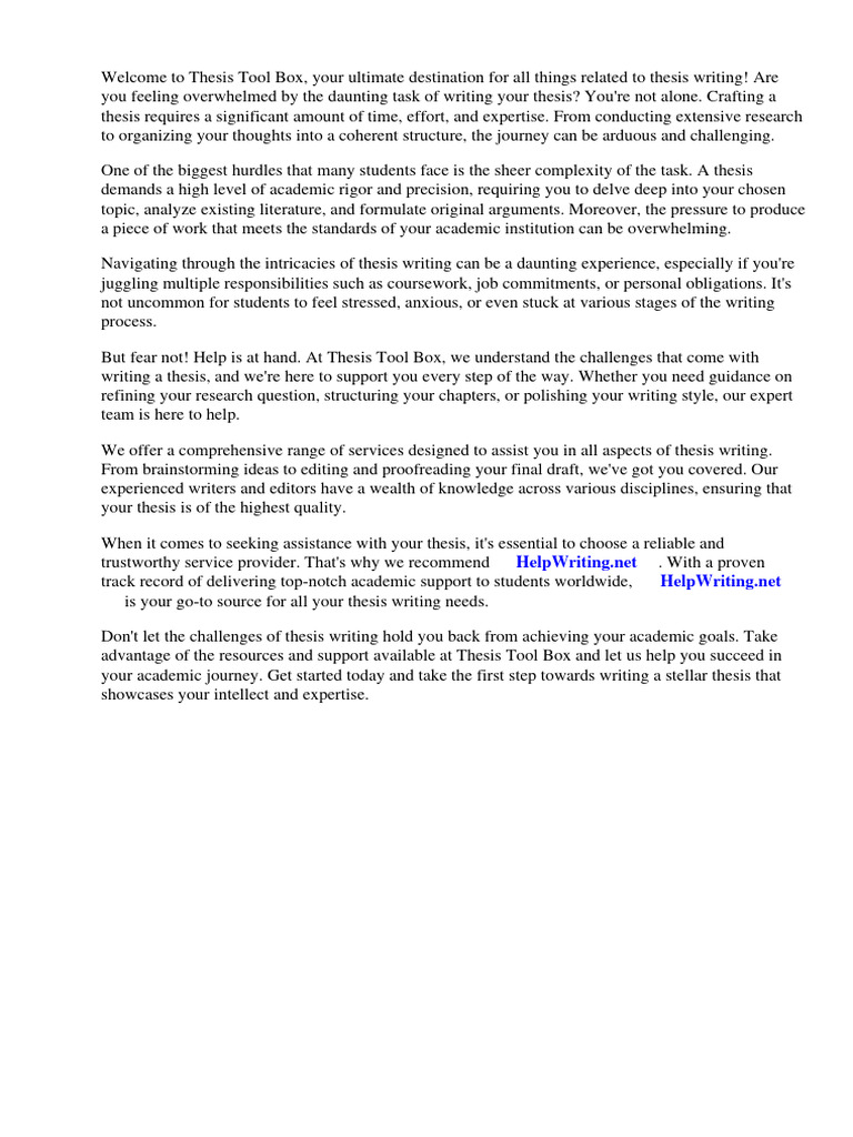 Thesis Tool Box | PDF