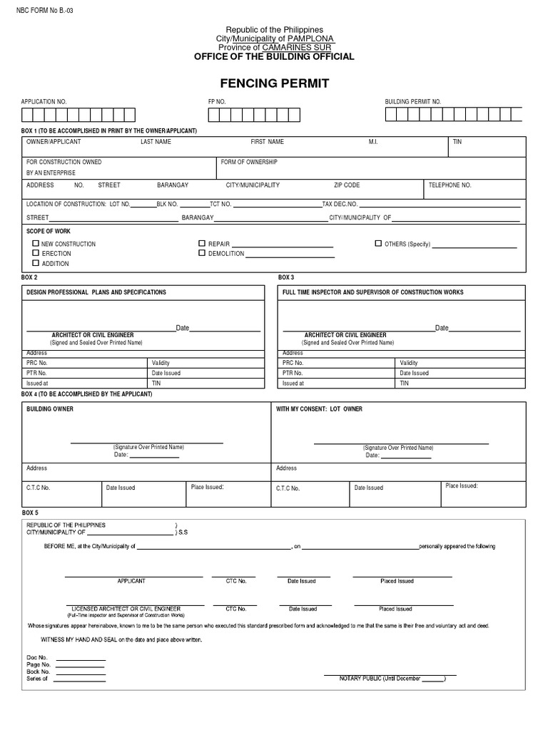 Pamplona Fencing-Form-A4 | PDF | Specification (Technical Standard)