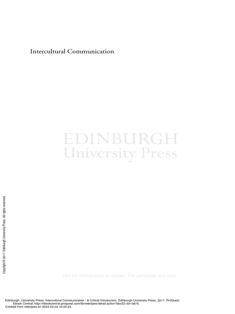 Intercultural Communication A Critical Introductio Pdf